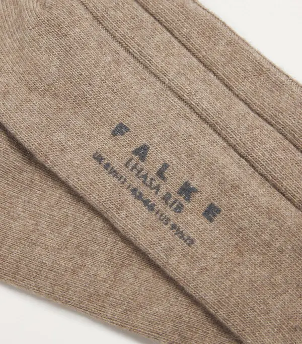 Falke Lhasa Ribbed Socks In Wool-cashmere Blend - Brown