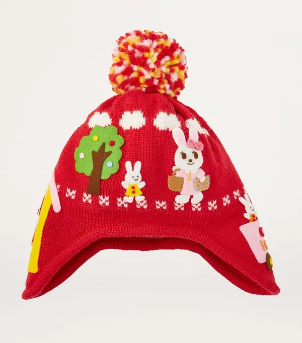 MIKI HOUSE Wool-blend Beanie With Appliqu