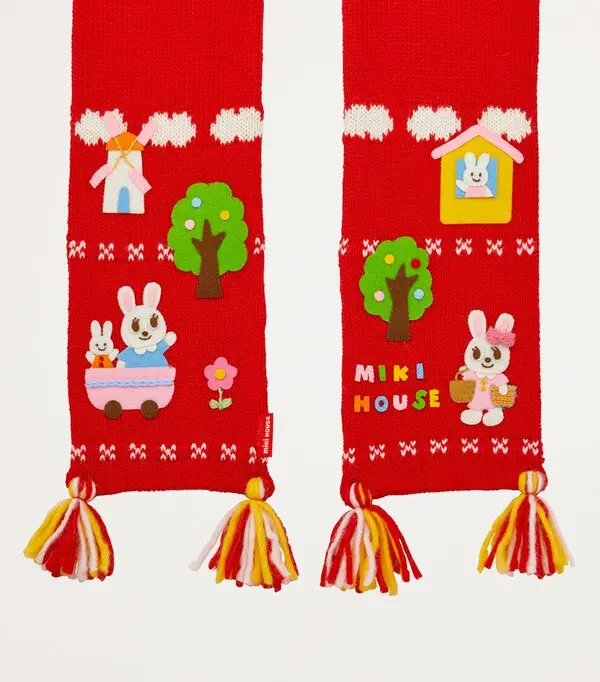 MIKI HOUSE Wool-blend Usako Scarf - Red
