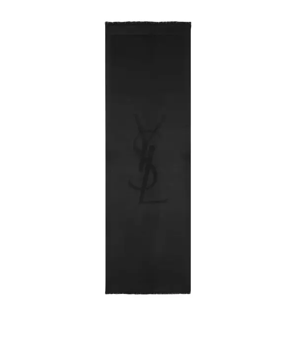 Saint Laurent Wool Logo Scarf - Black