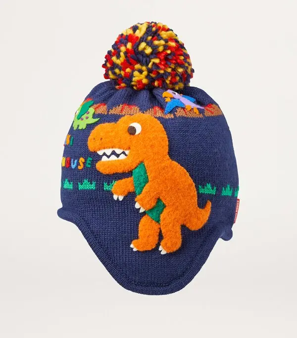 MIKI HOUSE Dinosaur Intarsia Wool-blend Hat - Navy