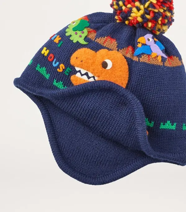 MIKI HOUSE Dinosaur Intarsia Wool-blend Hat - Navy
