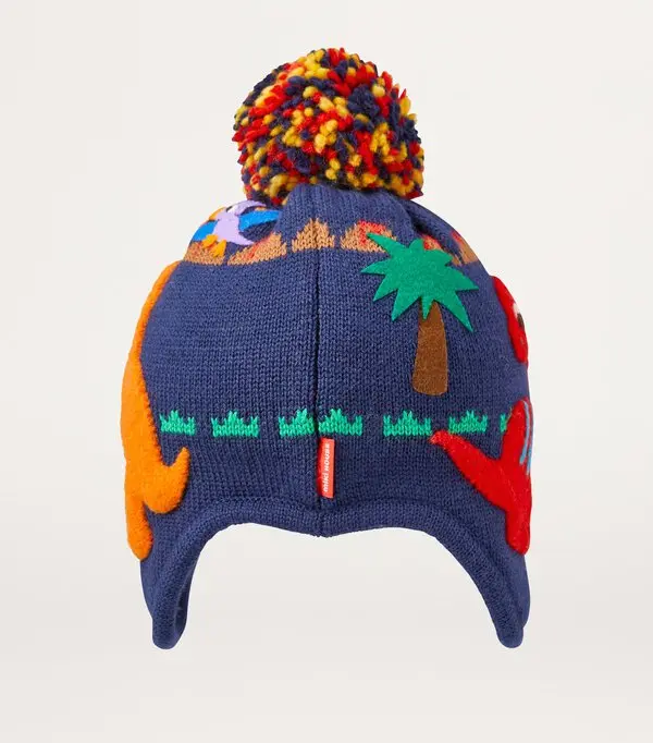 MIKI HOUSE Dinosaur Intarsia Wool-blend Hat - Navy