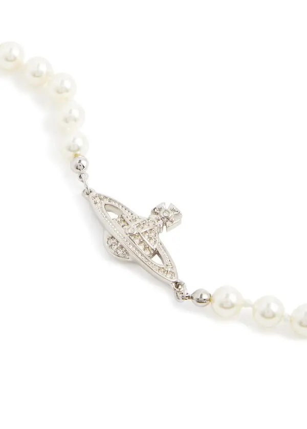 VIVIENNE WESTWOOD Mini Bas Relief Faux Pearl Bracelet - Silver