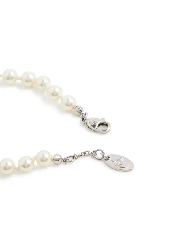VIVIENNE WESTWOOD Mini Bas Relief Faux Pearl Bracelet - Silver
