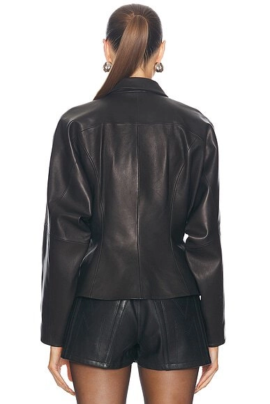 THE SEI Fitted Leather Jacket - Black