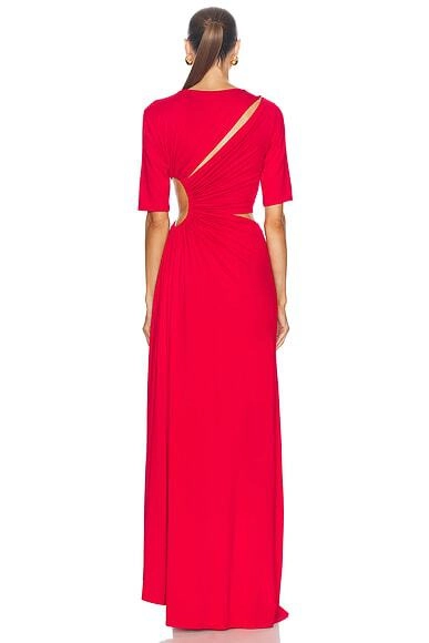 SID NEIGUM Gathered Slit Maxi Dress