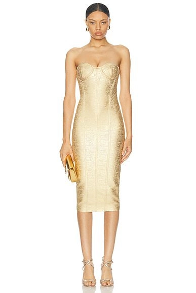Retrofete Charlize Bustier Dress - Gold
