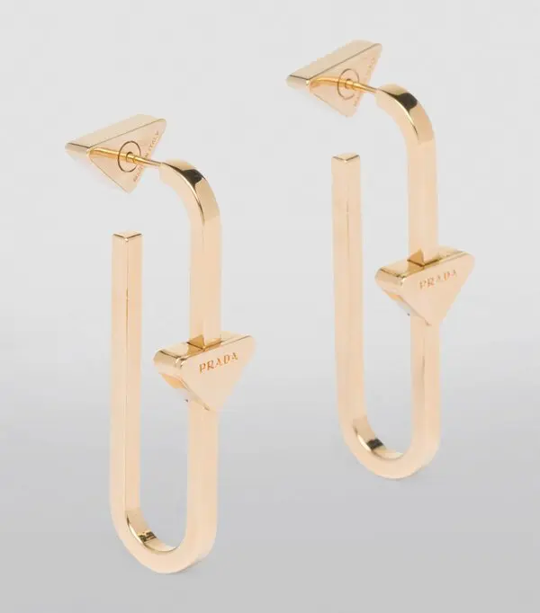 Prada Triangle Hoop Earrings