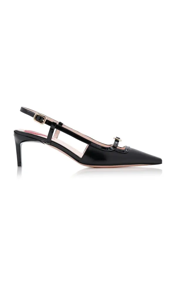 ROGER VIVIER Mini-buckle Leather Slingback Pumps - Black