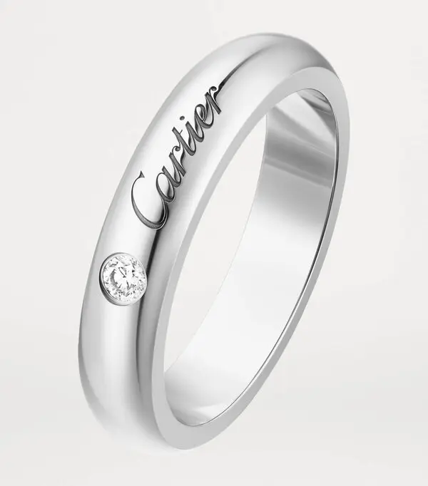 Cartier C De Wedding Band With Single Diamond