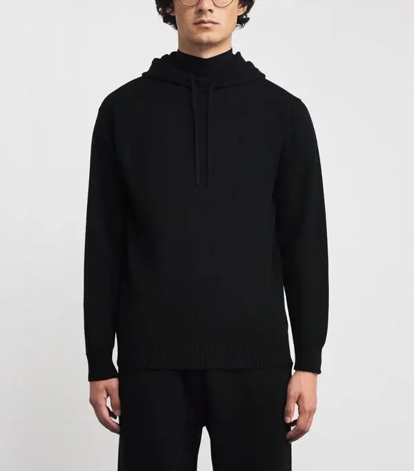 Harrods Cashmere Hoodie With Drawstring - Black