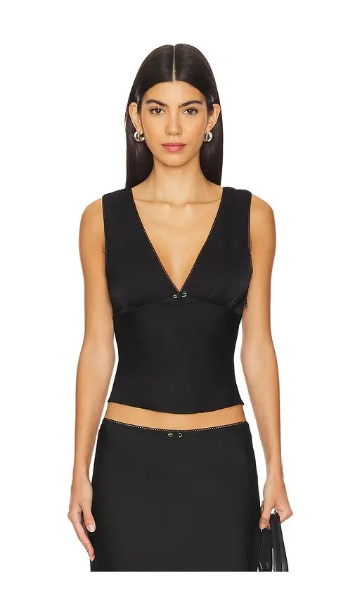 NIA Celia Top With Rosette Embellishment - Black