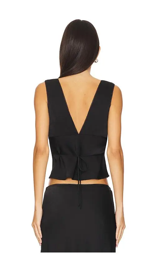 NIA Celia Top With Rosette Embellishment - Black