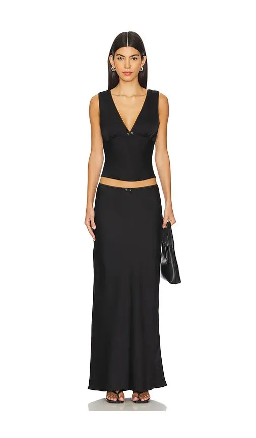 NIA Celia Top With Rosette Embellishment - Black