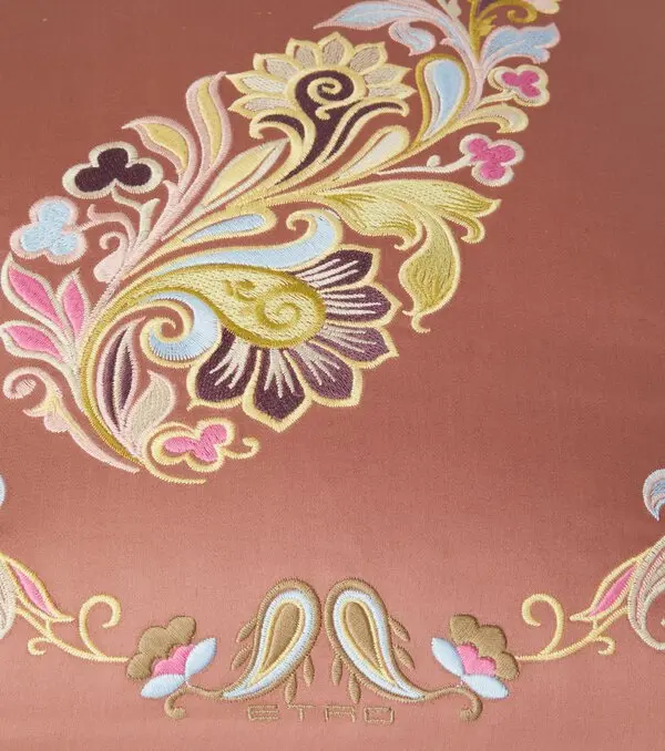 Etro Paisley Embroidered Cotton Cushion - Pink