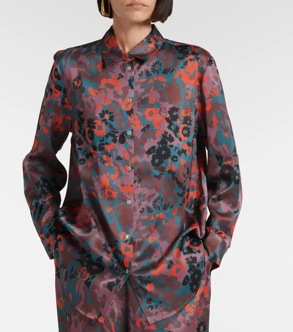 Asceno Printed Silk Charmeuse Shirt