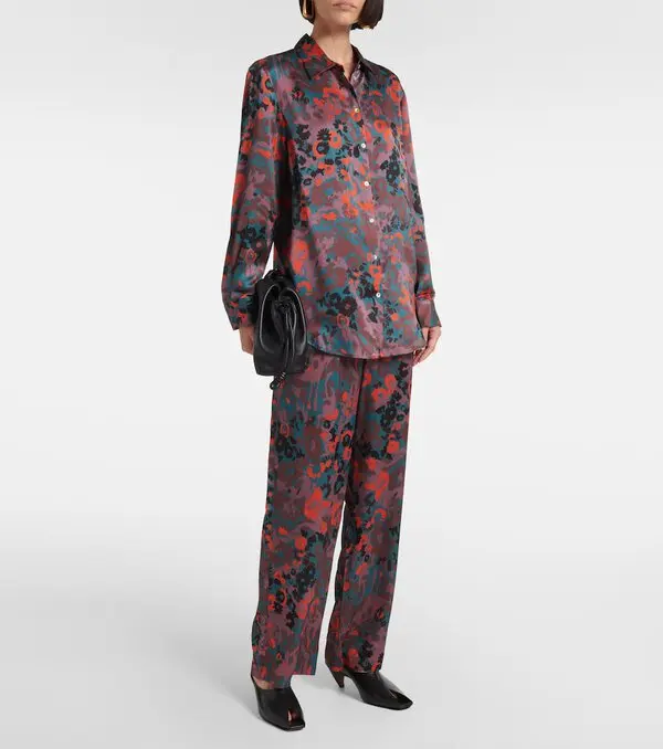 Asceno Printed Silk Charmeuse Shirt