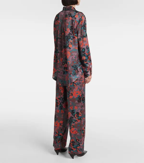 Asceno Printed Silk Charmeuse Shirt