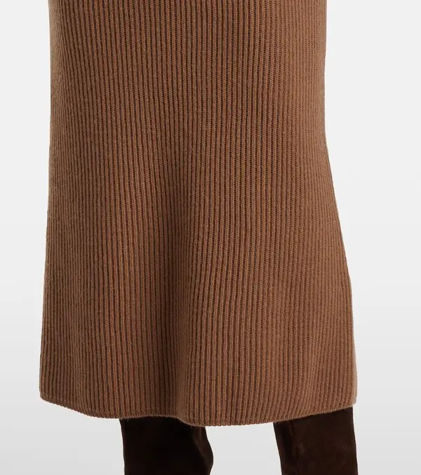 Max Mara Ribbed-knit Wool And Cashmere Midi Skirt