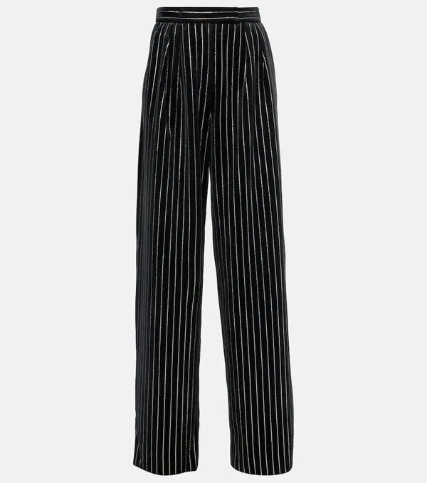 Alex Perry Embellished Velvet Straight Leg Trousers
