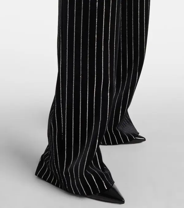 Alex Perry Embellished Velvet Straight Leg Trousers