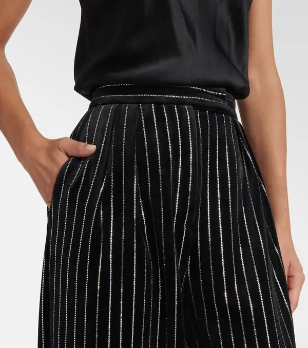 Alex Perry Embellished Velvet Straight Leg Trousers