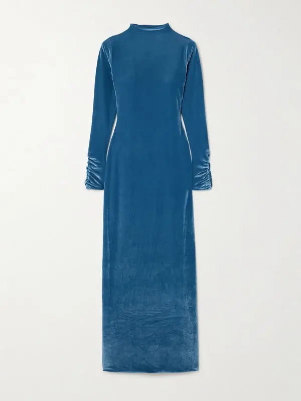 MAYGEL CORONEL Stretch-velvet Maxi Dress - Blue