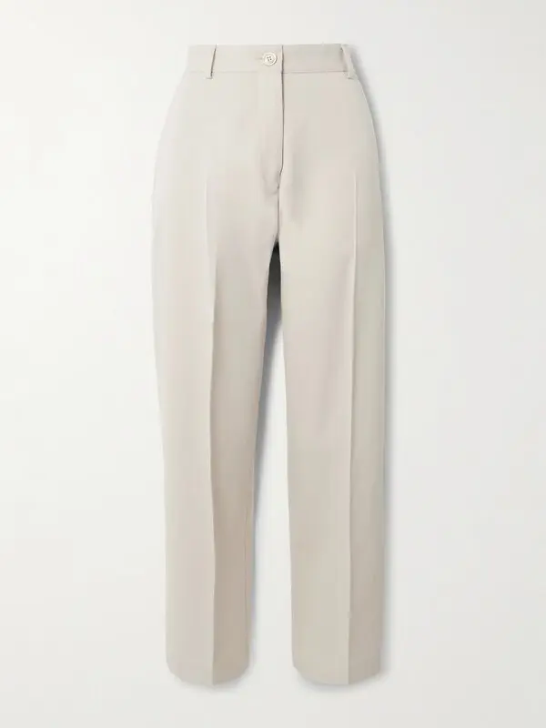 Purdey Cotton And Wool-blend Twill Straight-leg Pants - Gray