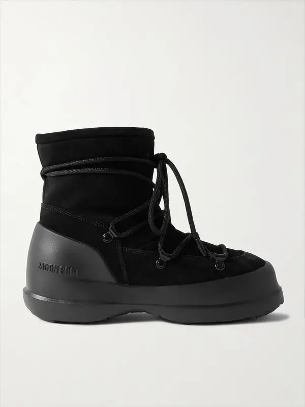 Moon Boot Suede Lace-up Boots - Black