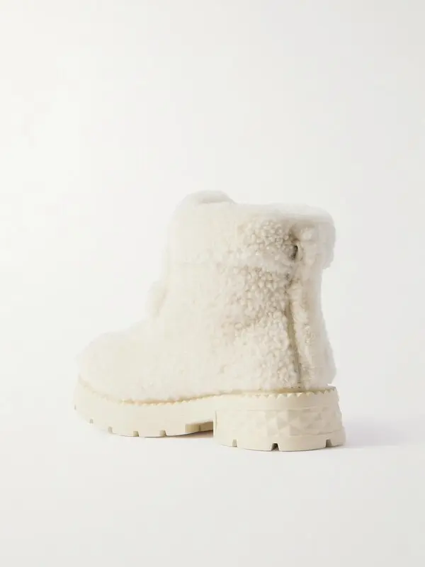 JIMMY CHOO Shea Faux Pearl Embellished Shearling Ankle Boots