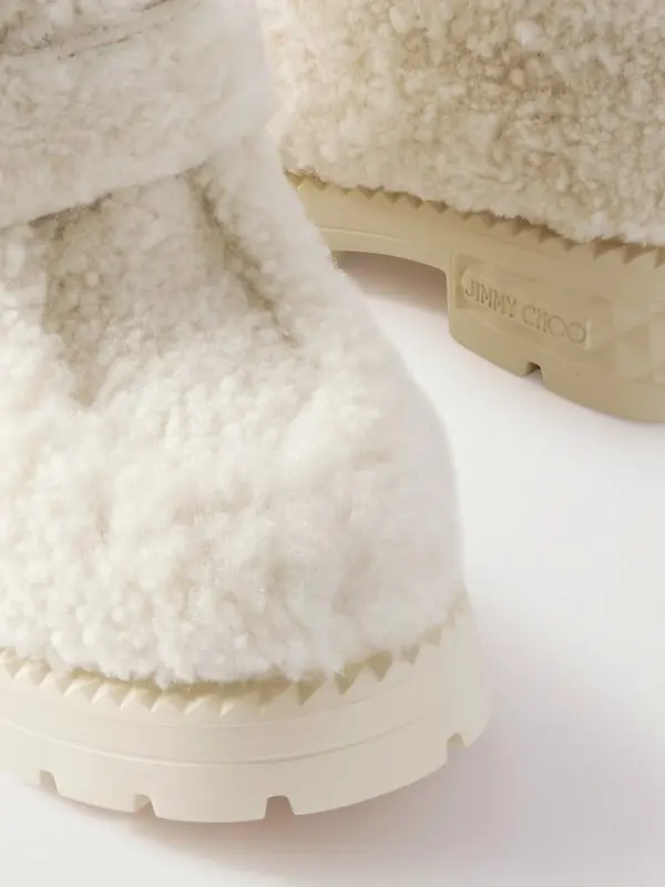 JIMMY CHOO Shea Faux Pearl Embellished Shearling Ankle Boots