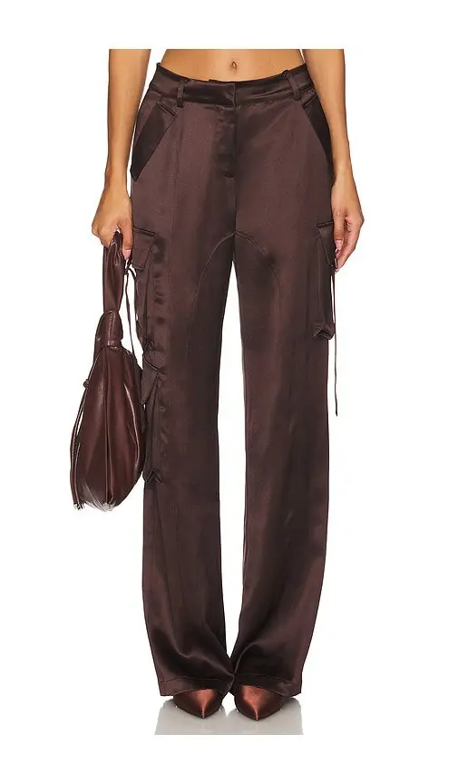 Retrofete Andre Cargo Satin Trousers - Chocolate