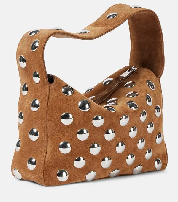Khaite Small Elena Studded Suede Shoulder Bag