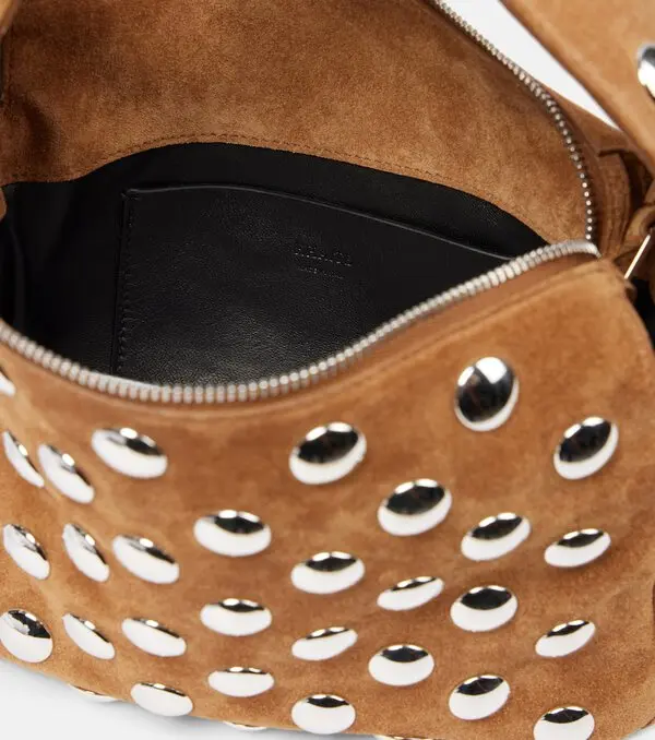 Khaite Small Elena Studded Suede Shoulder Bag