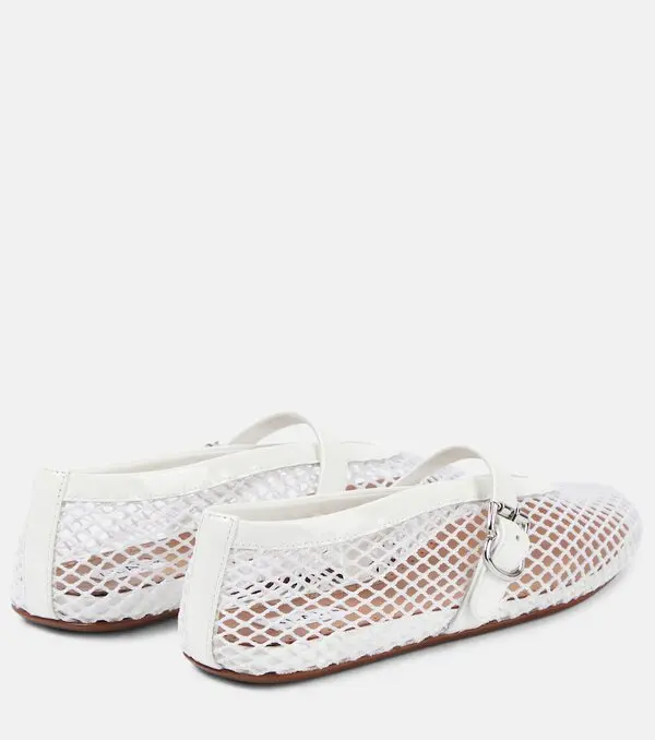 Alaïa Leather-trimmed Fishnet Ballet Flats - White