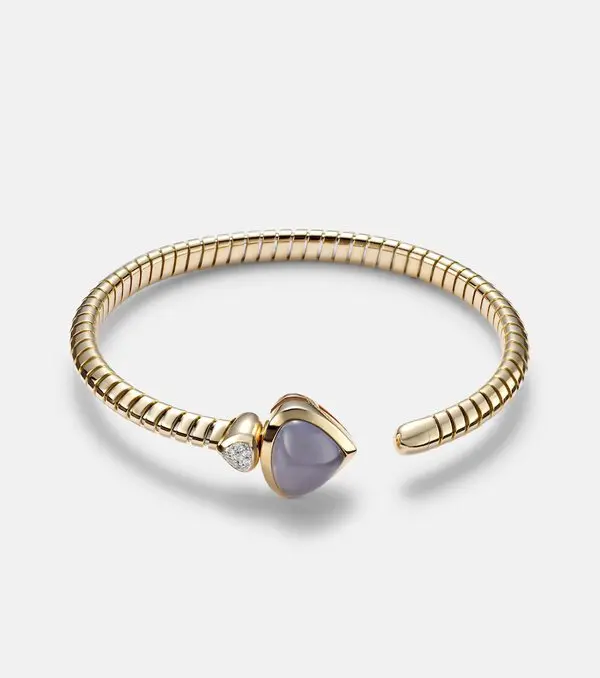 Marina B Trisolina Bypass 18kt Cuff Bracelet With Chalcedony And Diamonds - Gold