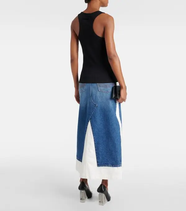 JEAN PAUL GAULTIER Ribbed Cotton Tank Top - Black