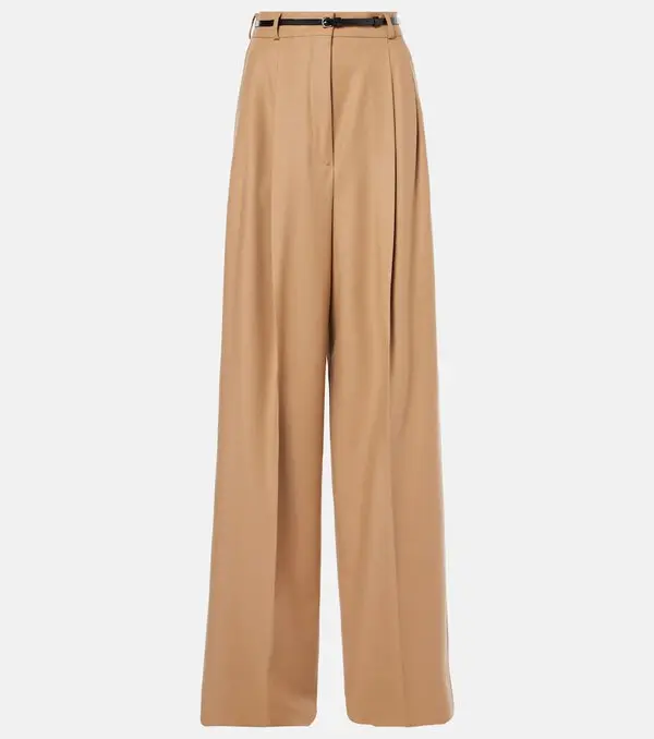 Sportmax Wool-blend Wide-leg Trousers - Beige