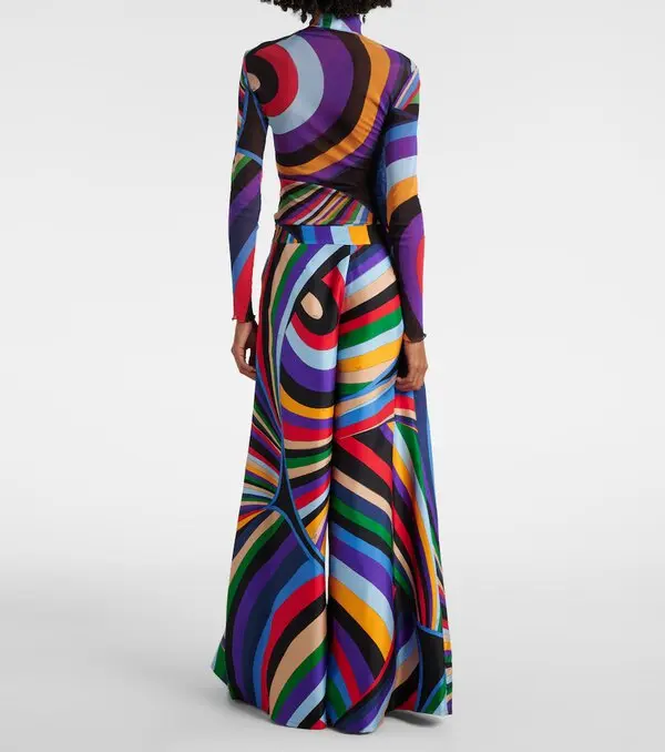 Emilio Pucci Iride Silk Twill Wide-leg Pants