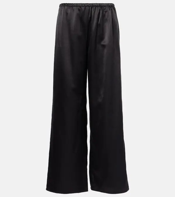 Asceno Austin Silk And Wool Wide-leg Pants - Black