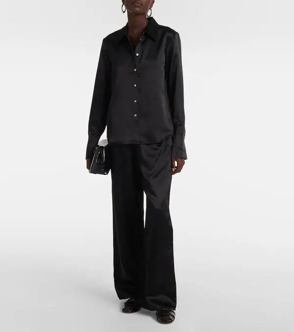 Asceno Austin Silk And Wool Wide-leg Pants