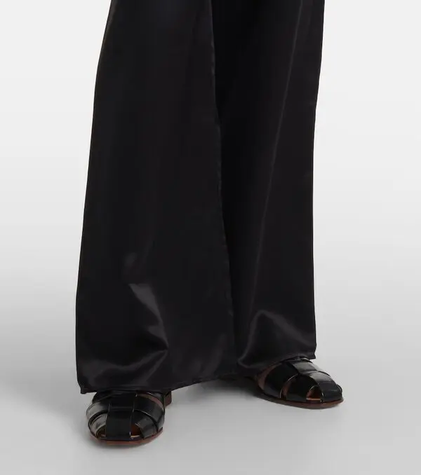 Asceno Austin Silk And Wool Wide-leg Pants