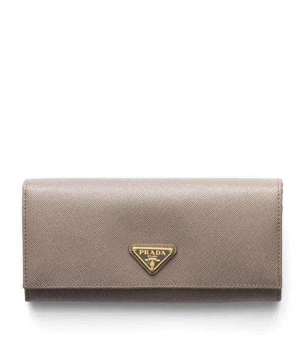 Prada Large Saffiano Leather Wallet - Grey