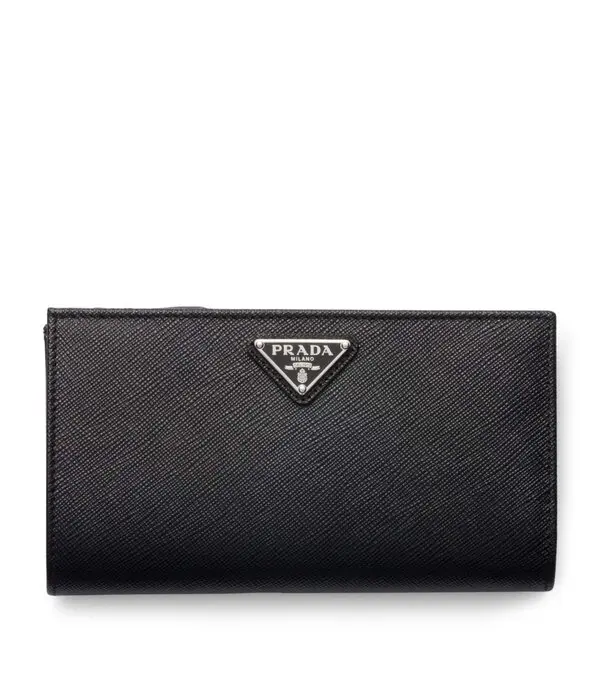 Prada Large Saffiano Leather Wallet - Black