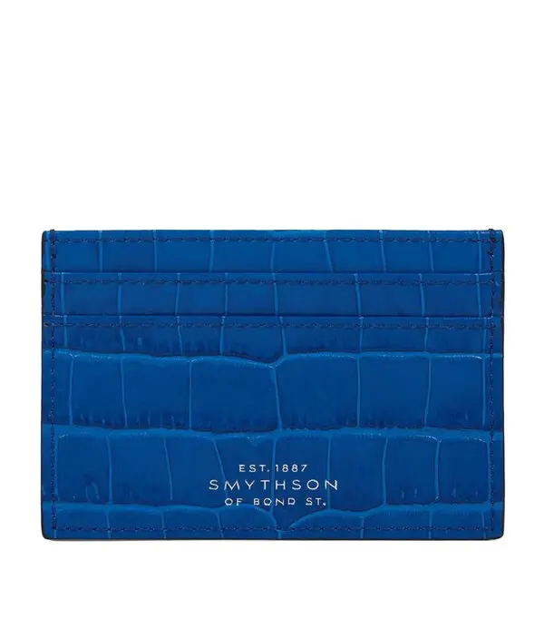 Smythson Leather Mara Flat Card Holder - Blue