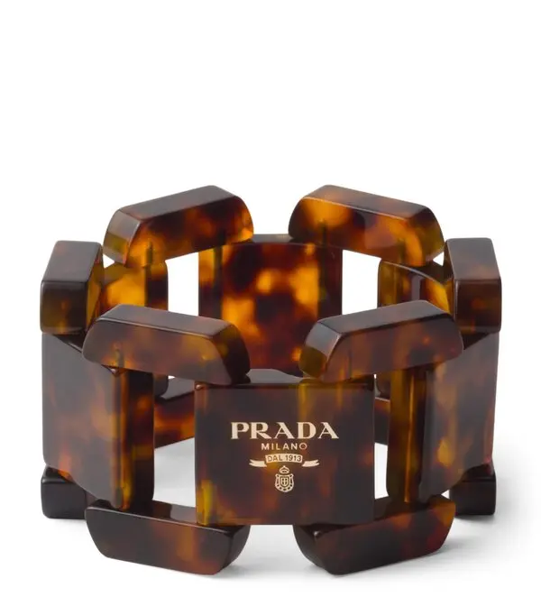 Prada Tortoiseshell-effect Plexiglass Logo Link Bracelet - Neutral