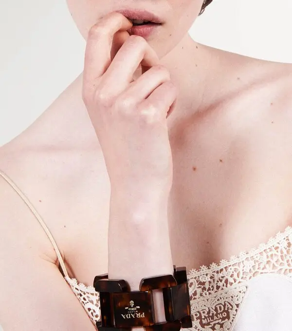 Prada Tortoiseshell-effect Plexiglass Logo Link Bracelet