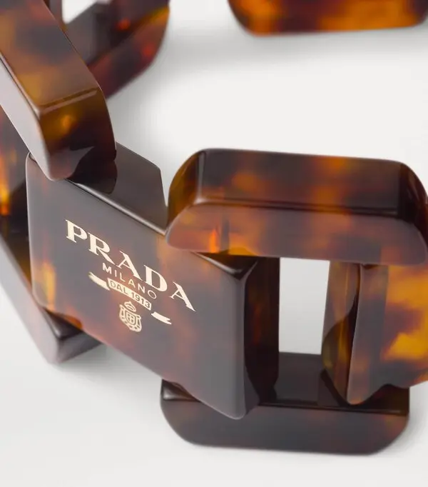 Prada Tortoiseshell-effect Plexiglass Logo Link Bracelet