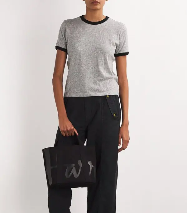 Harrods Mini Cotton Logo Tote Bag - Black
